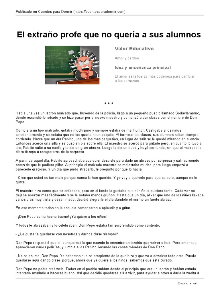 El Extraño Profe Que No Quería A Sus Alumnos Autor Pedro Pablo ...