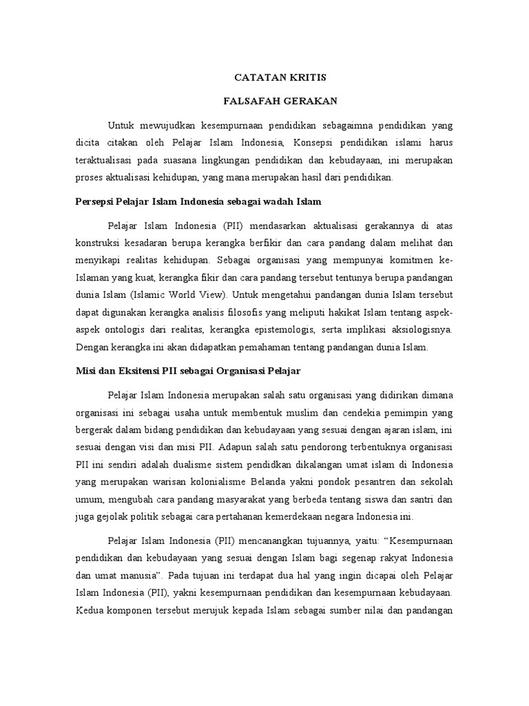 Catatan Kritis Falsafah Gerakan Pii | PDF