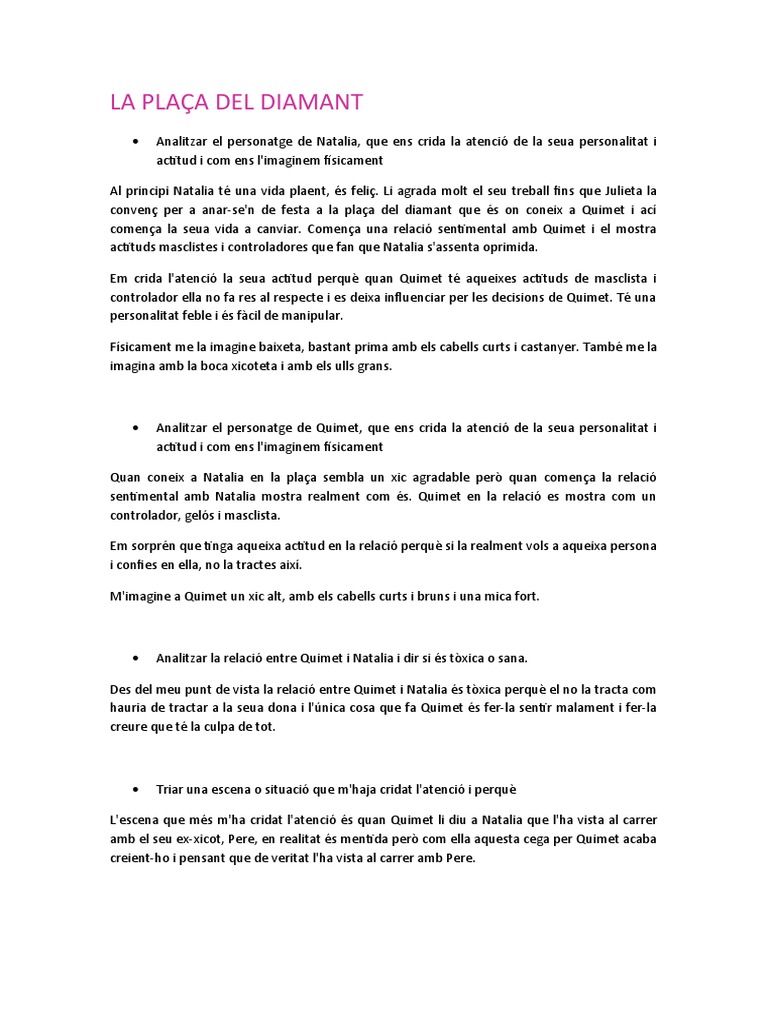 La Plaça Del Diamant | PDF