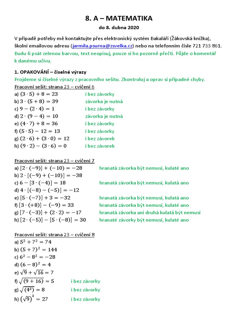 A - Matematika - Do 8. 4. | PDF