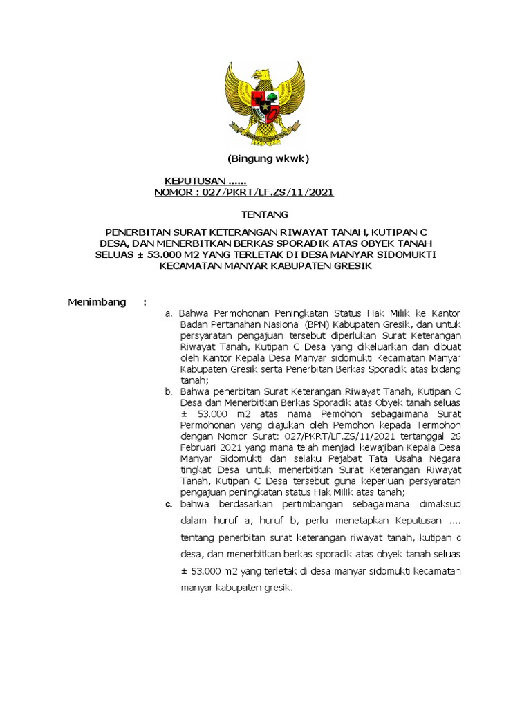 KTUN - SK Penerbitan Riwayat Tanah | PDF