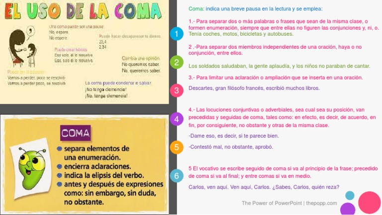 Reglas y usos de la coma en español | PDF