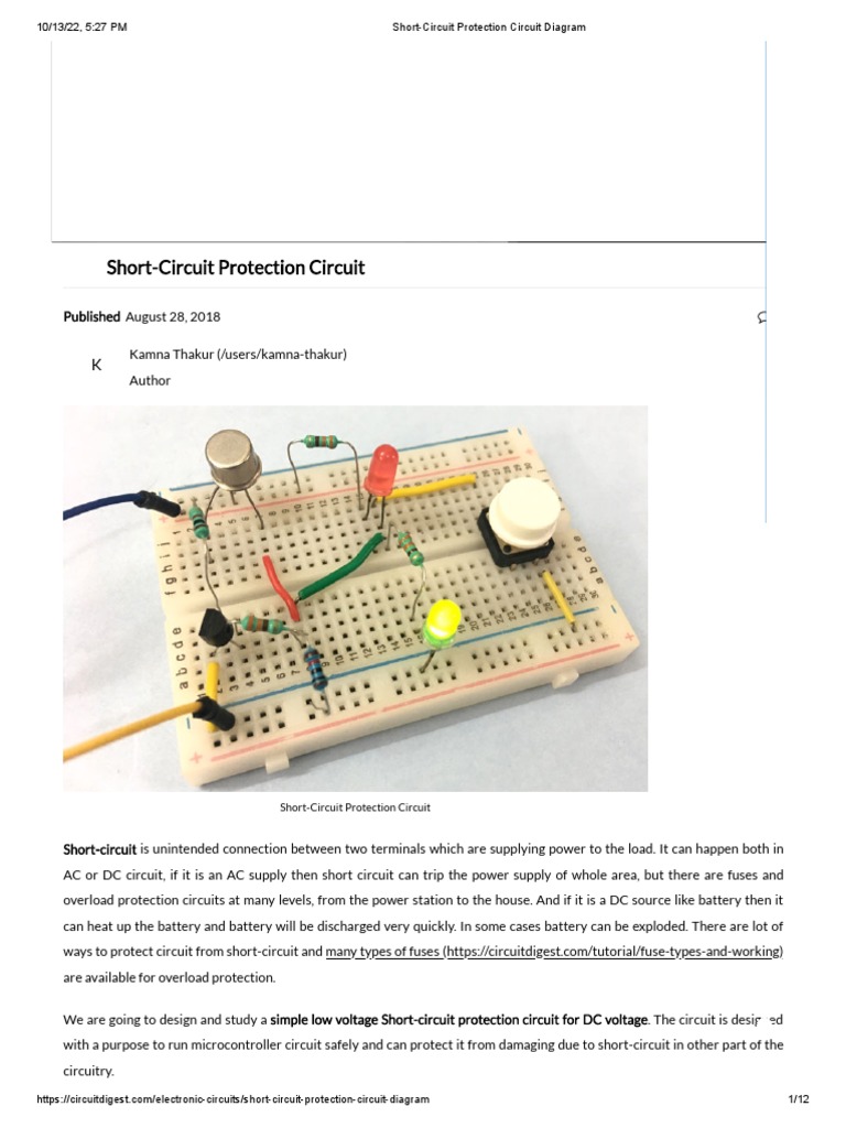 Short-Circuit Protection Circuit Diagram | PDF | Power Supply ...