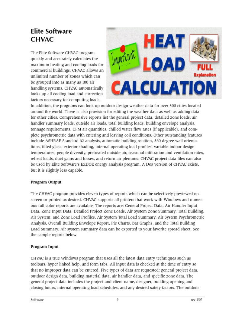 Chvac Software HVAC Load Calculation Tutorial | PDF | Duct (Flow ... Chvac Software HVAC Load Calculation Tutorial | PDF | Duct (Flow ...