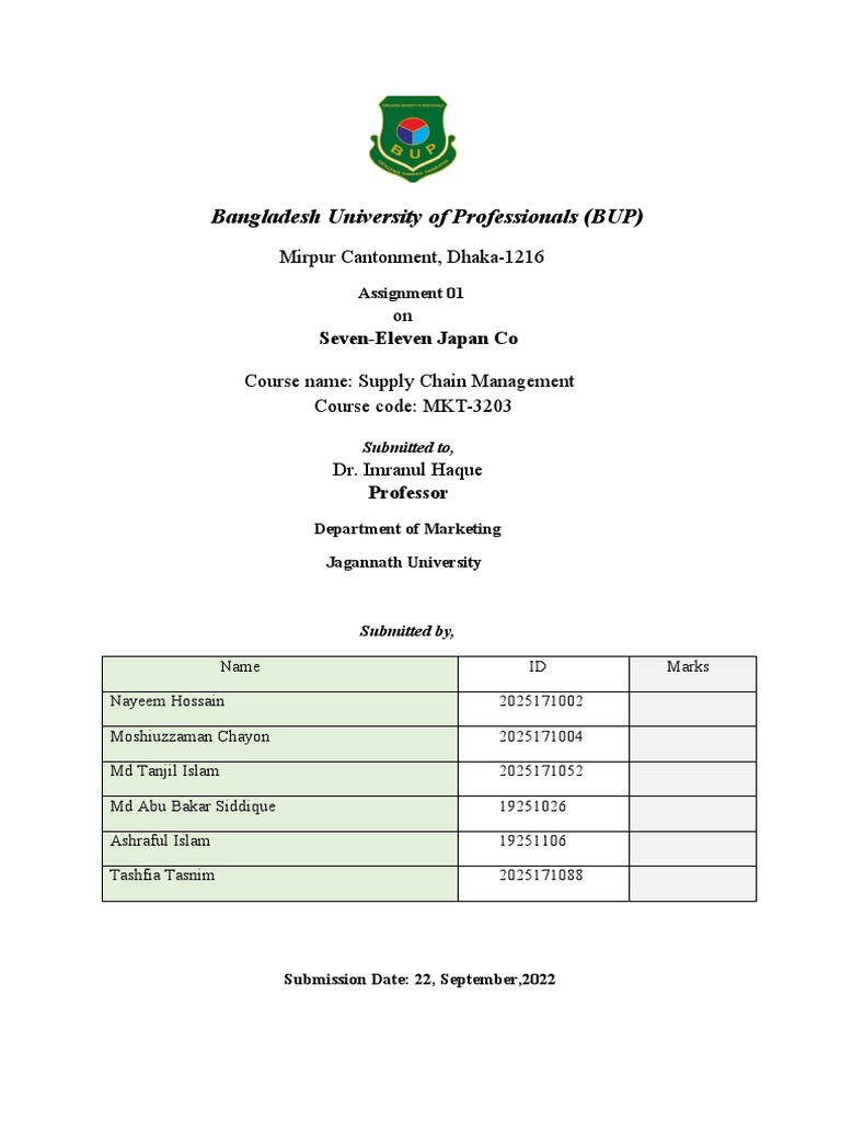Supply Chain Management Assignment 01 | PDF | Supply Chain | Transport