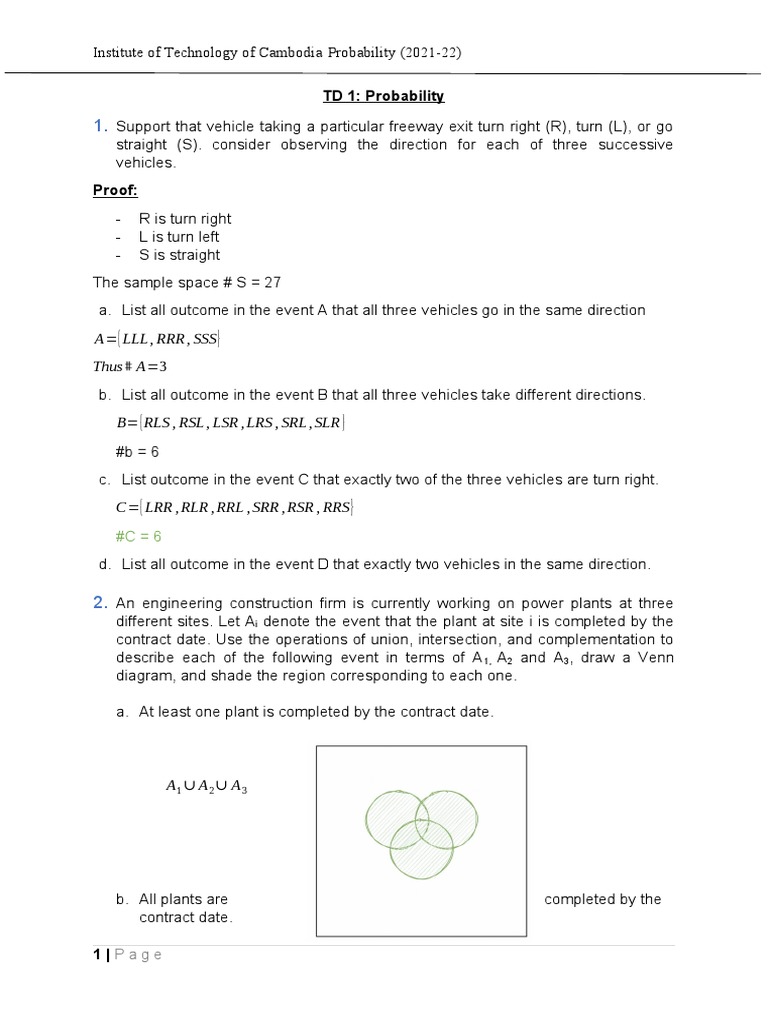 TD1 Probability | PDF | Science & Mathematics