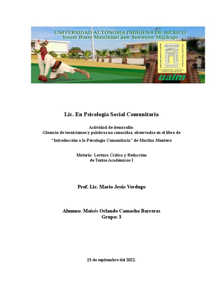 Glosario de Tecnicismos y Palabras No Conocidas, Moisés Orlando Camacho Barreras. | PDF