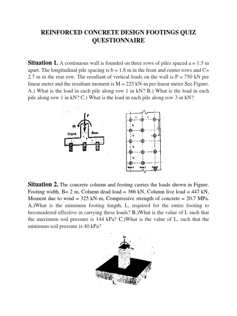 Reinforced Concrete Design Footings Quiz Questionnaire | PDF | Deep ...
