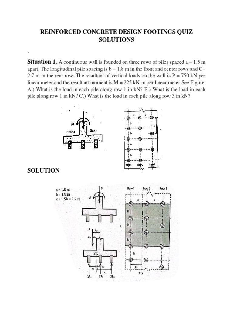 Reinforced Concrete Design Footings Quiz Solutions | PDF | Deep ...