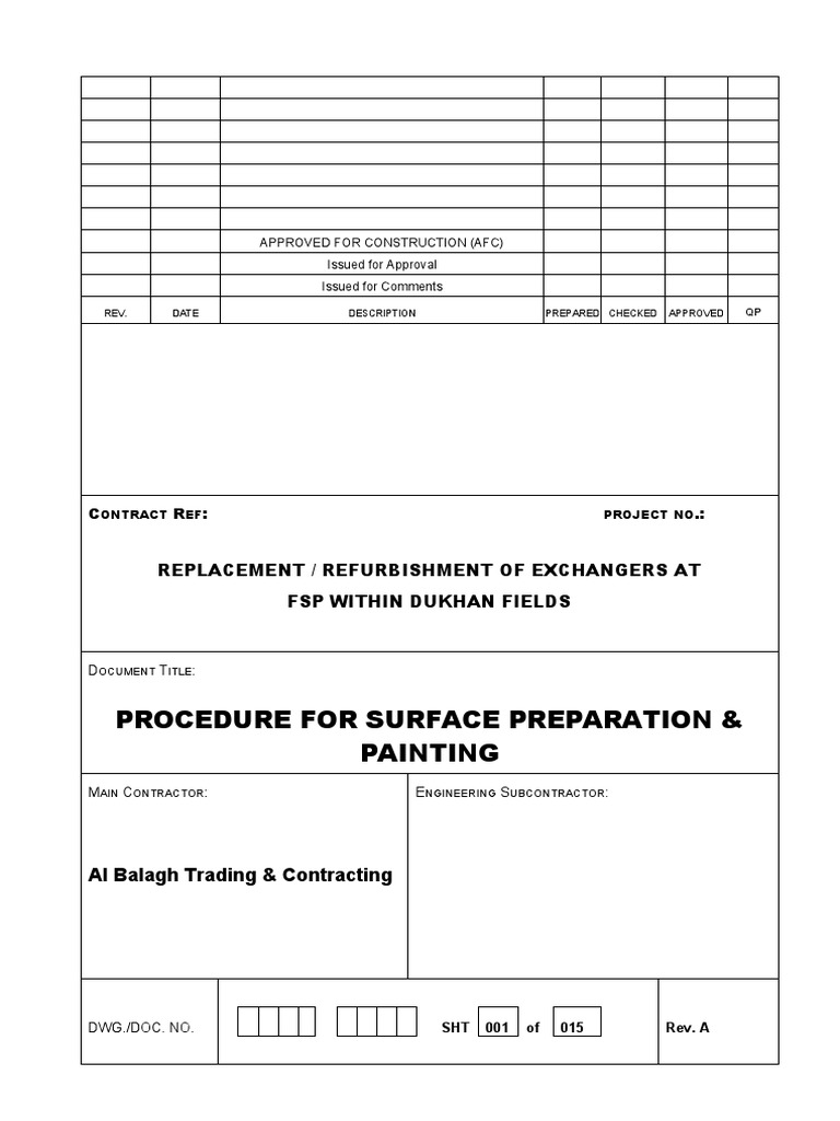 Procedure For Surface Preparation and Painting | PDF | Paint | Abrasive