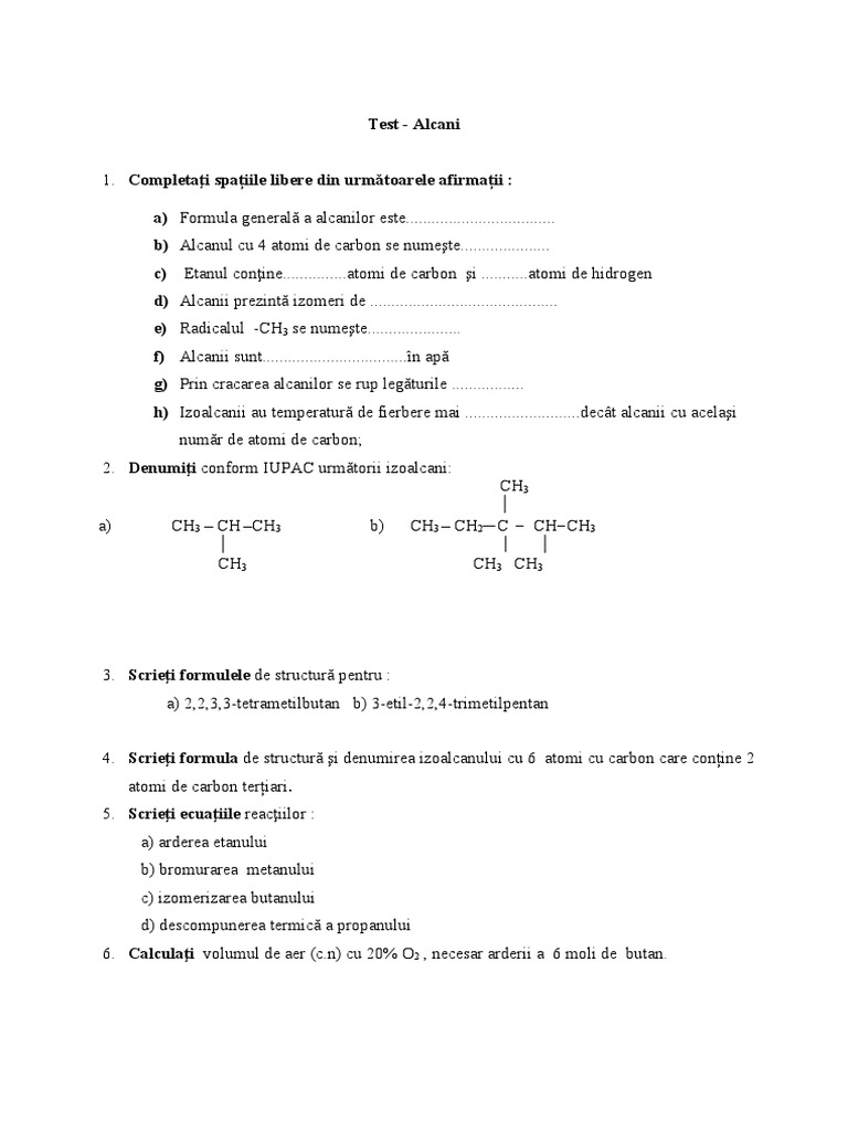 Test Alcani | PDF