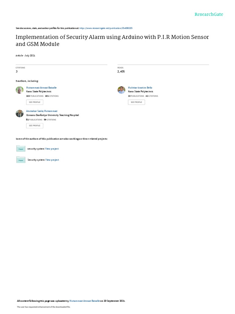 ImplementationofSecurityAlarmusingArduinowithP I Rmotion | Download ...