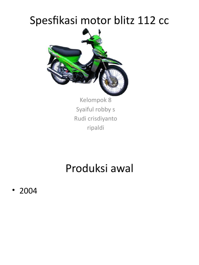 Spesifikasi dan Analisis Motor Kawasaki Blitz 112cc | PDF
