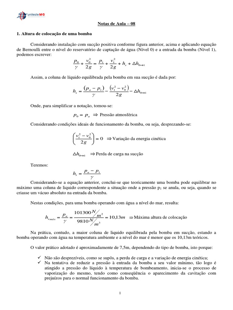 Escorva e Altura de Sucção em Bombas | PDF | Bomba | Matéria condensada ...