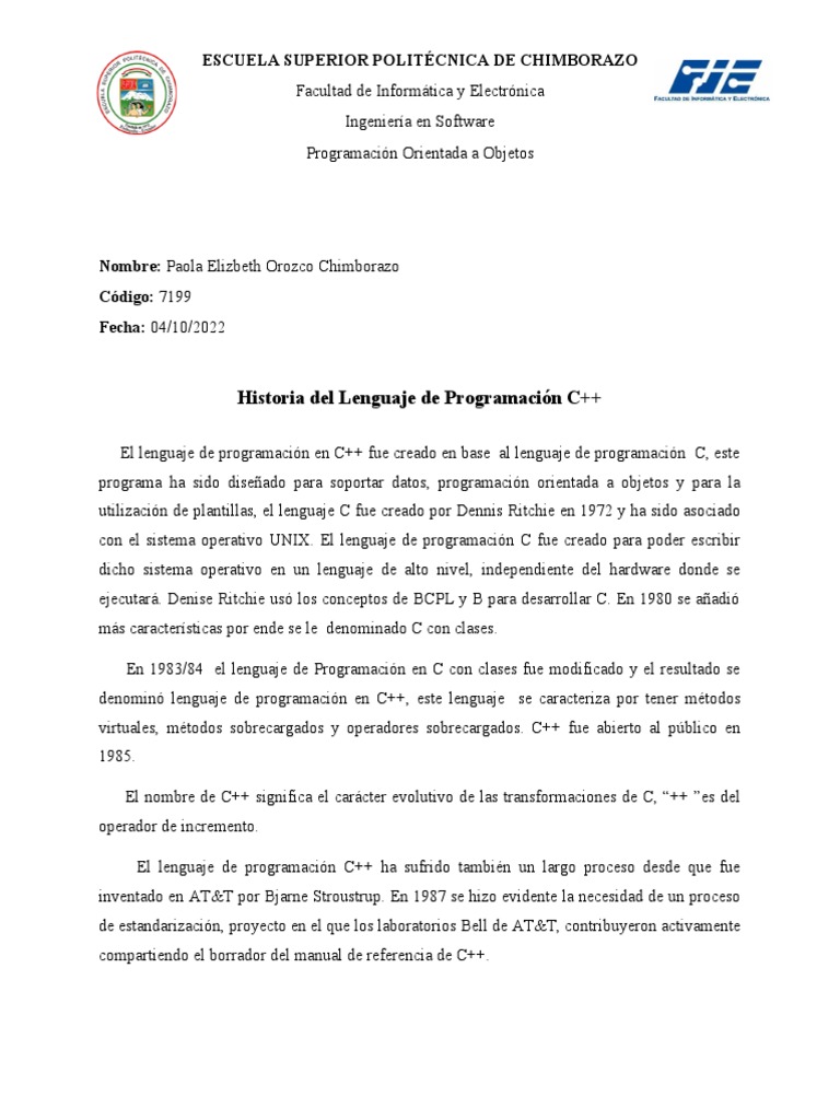 Historia Del Lenguaje de Programación C | PDF | C (lenguaje de ...