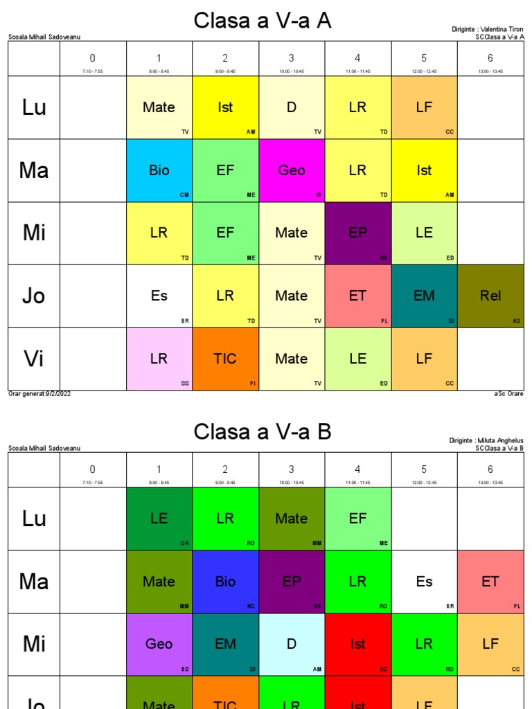 Orar Clase 2022-2023 | PDF