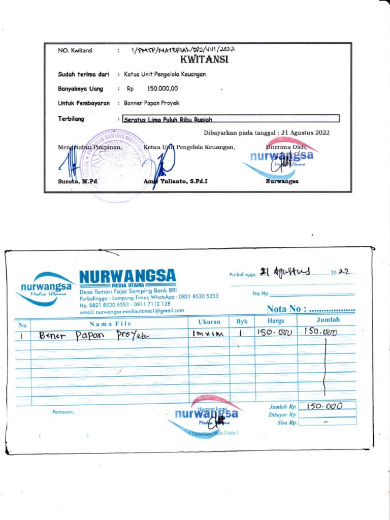 Contoh Bukti Pengeluaran | PDF
