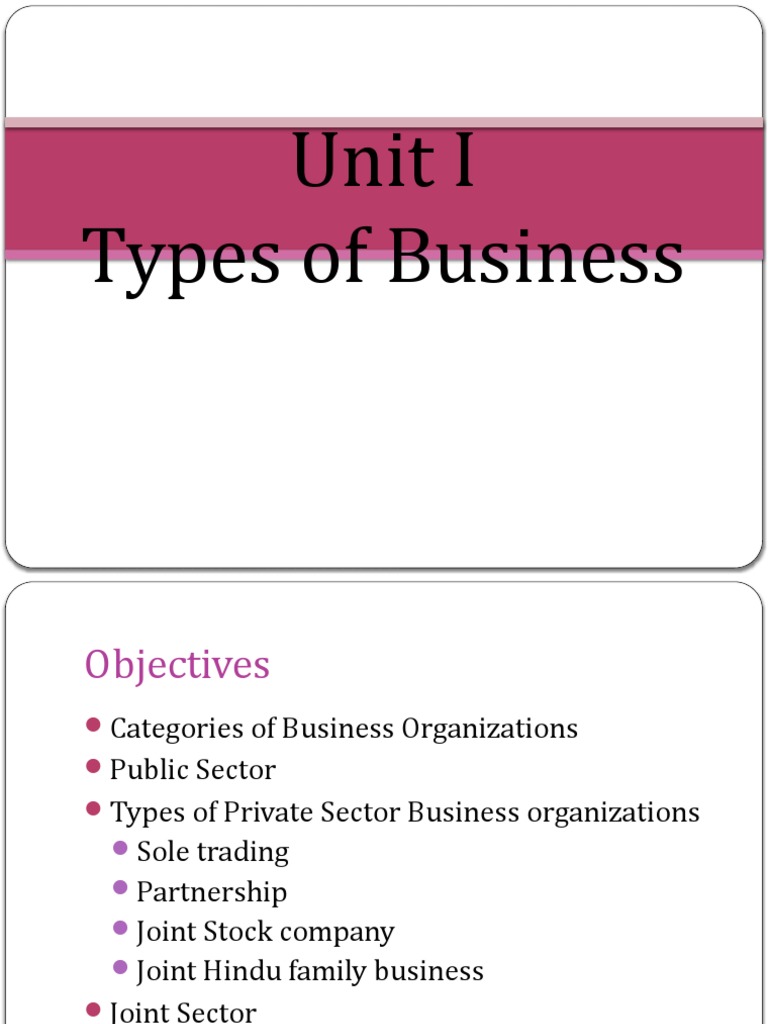 Be - Unit - Types of Business | PDF | Cooperative | Partnership