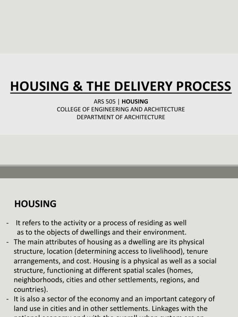 A Housing Delivery Process | PDF | Homelessness | Economies