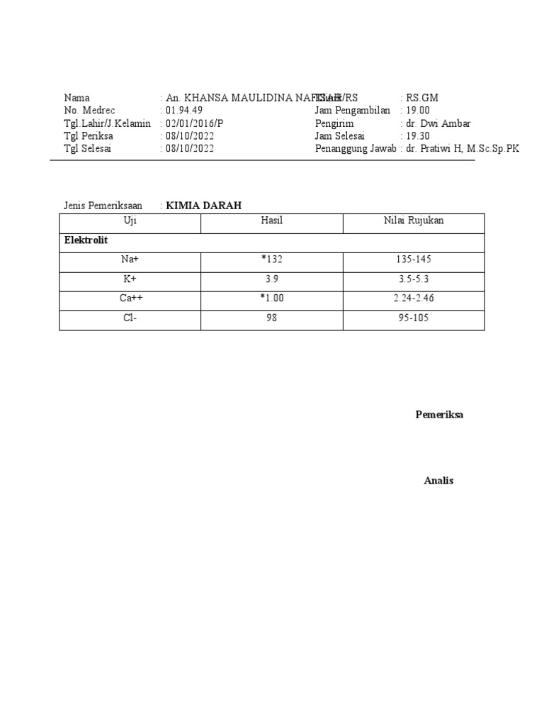 Hasil Elektrolit | PDF