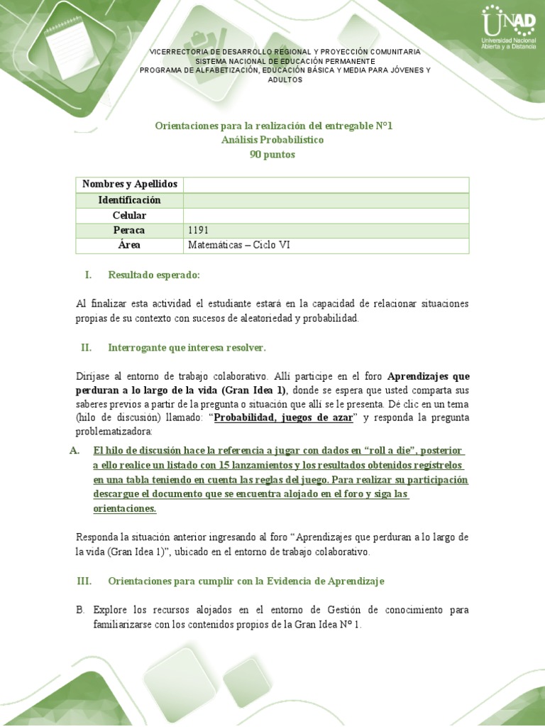 Entregable 1. Análisis Probabilístico - 1191 | PDF | Probabilidad | El aprendizaje permanente