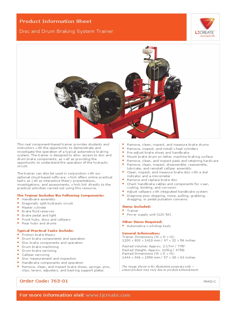 Disc and Drum Braking System Trainer | PDF | Brake | Tools