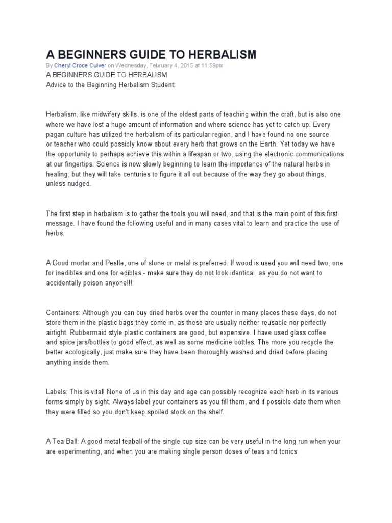 A Beginners Guide To Herbalism | PDF | Perfume | Basil