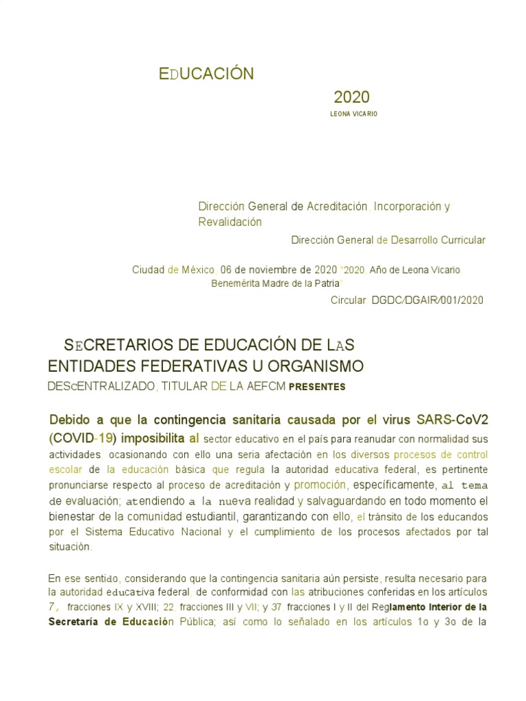Copia De Oficio Y Circular Evaluación Primer Periodo Dgair Dgdc