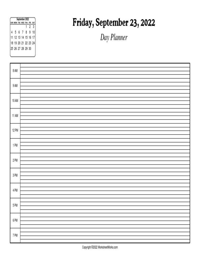 WorksheetWorks Hourly Day Planner 1 | PDF