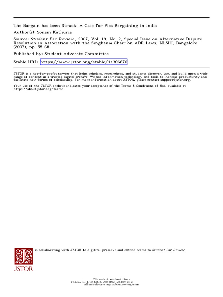 The Bargain Has Been Struck | PDF | Plea Bargain | Plea