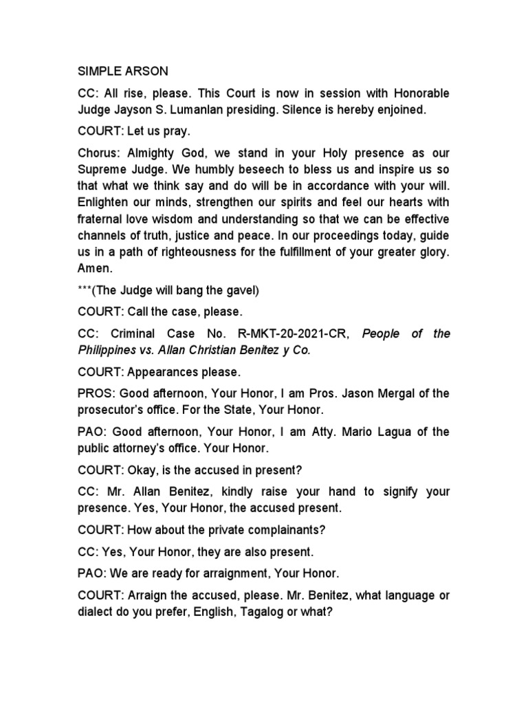 Script Final | PDF | Plea | Affidavit