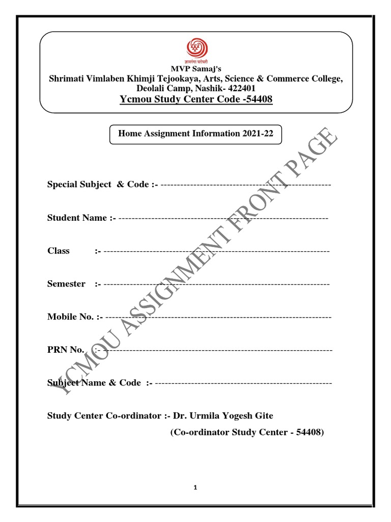 Ycmou Assignment Front Page | PDF | Computers | Technology & Engineering