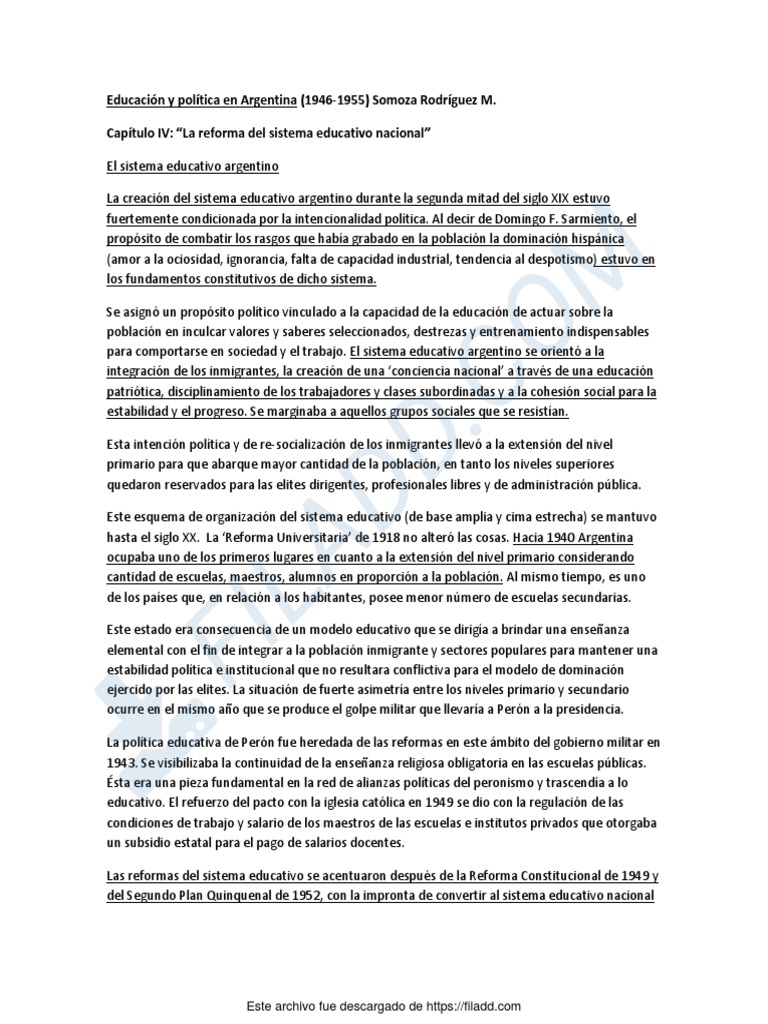 Educacion y Politica en Argentina - SOMOZA RODRIGUEZ | PDF | Derechos | Educación primaria