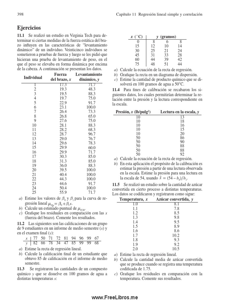 Ejercicios de Regresion Lineal | PDF | Regresión lineal | Inferencia estadística