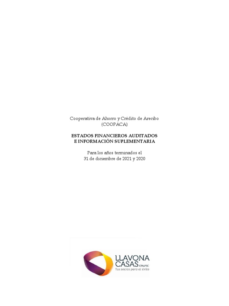 Estados Financieros COOPACA 2021-2020 | PDF | Auditoría | Estado financiero