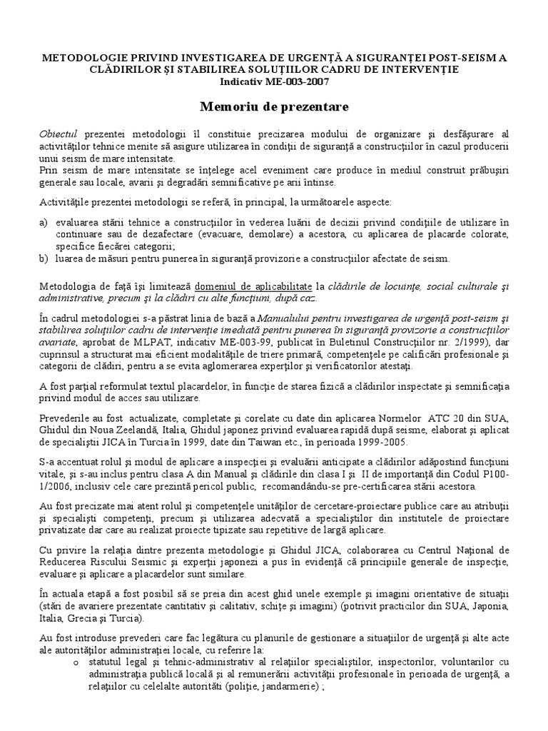 Memoriu de Prezentare | PDF