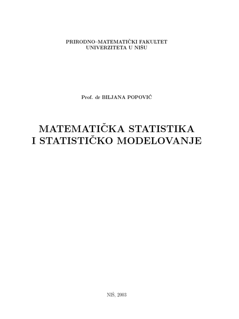 Matematicka Statistika I Statisticko Modelovanje | PDF