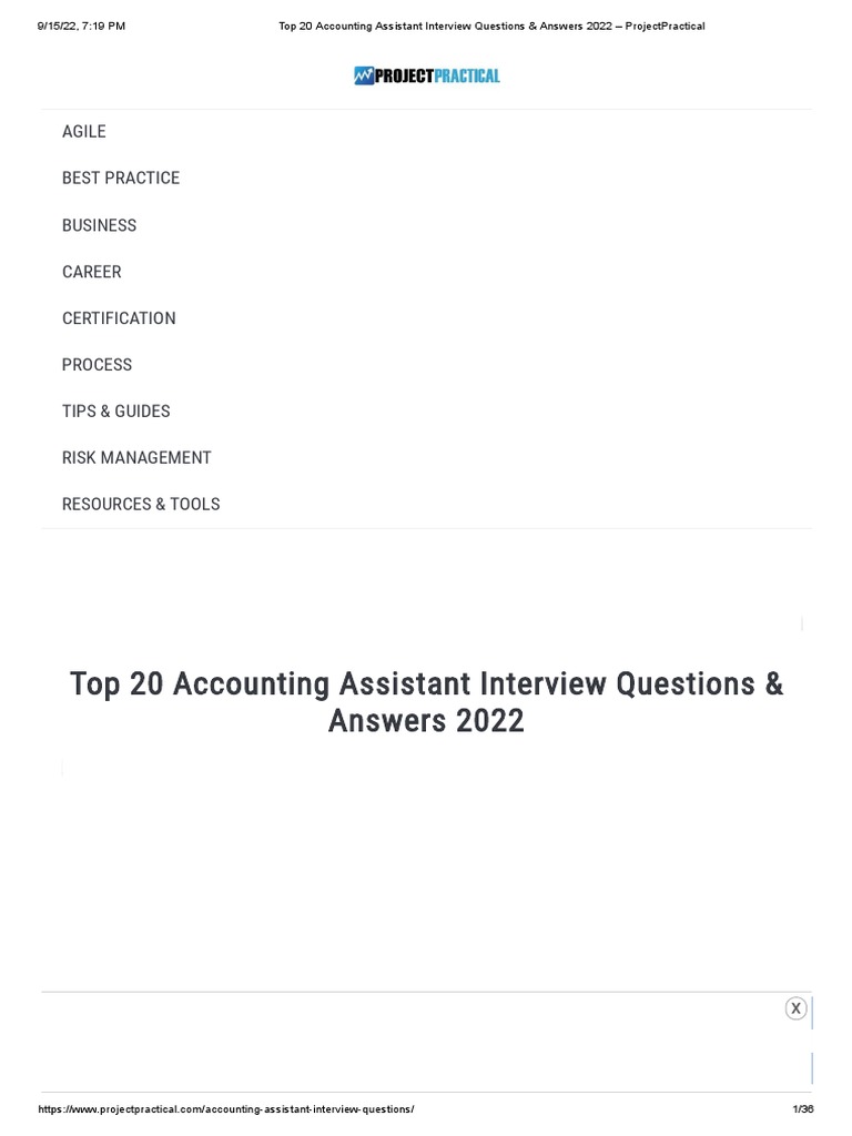 Top 20 Accounting Assistant Interview Questions & Answers 20 | PDF ...