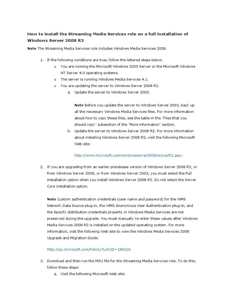 How To Install The Streaming Media Services Role On A Full Installation of Windows Server 2008 ...