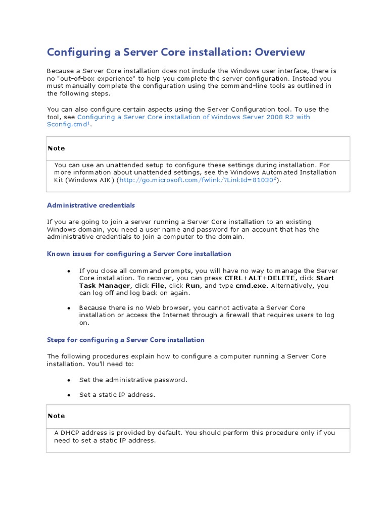 2 - Configuring a Server Core installation | PDF | Ip Address | Domain Name