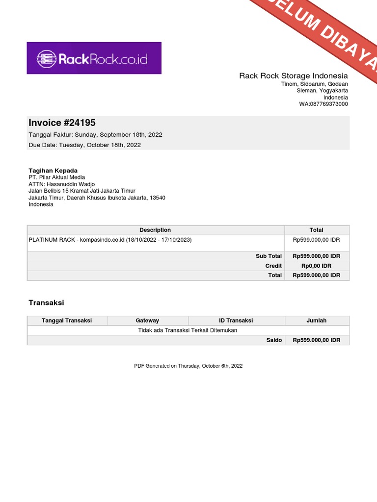 Invoice Perpanjangan Domain | PDF