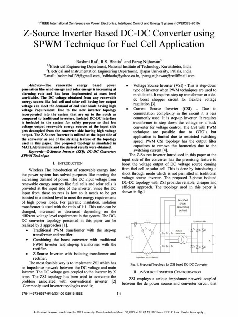 21 2016 12-Z-Source Inverter Based DC-DC Converter Using SPWM Technique For Fuel Cell ...