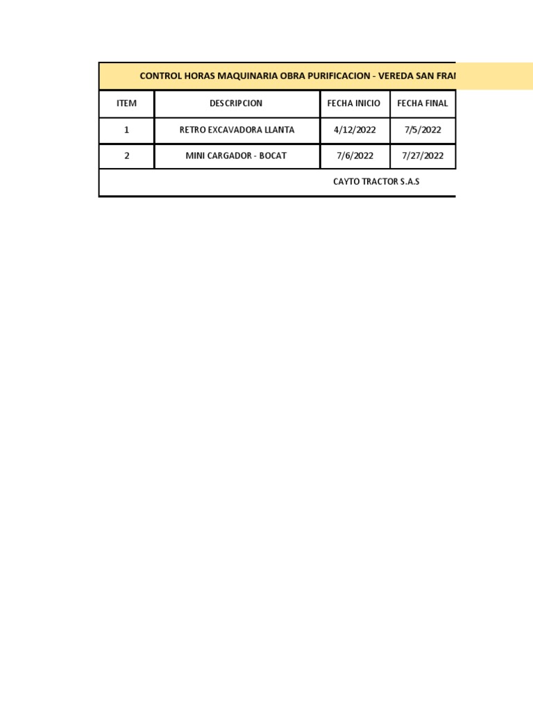 Control Horas Maquinaria | PDF | Ajedrez