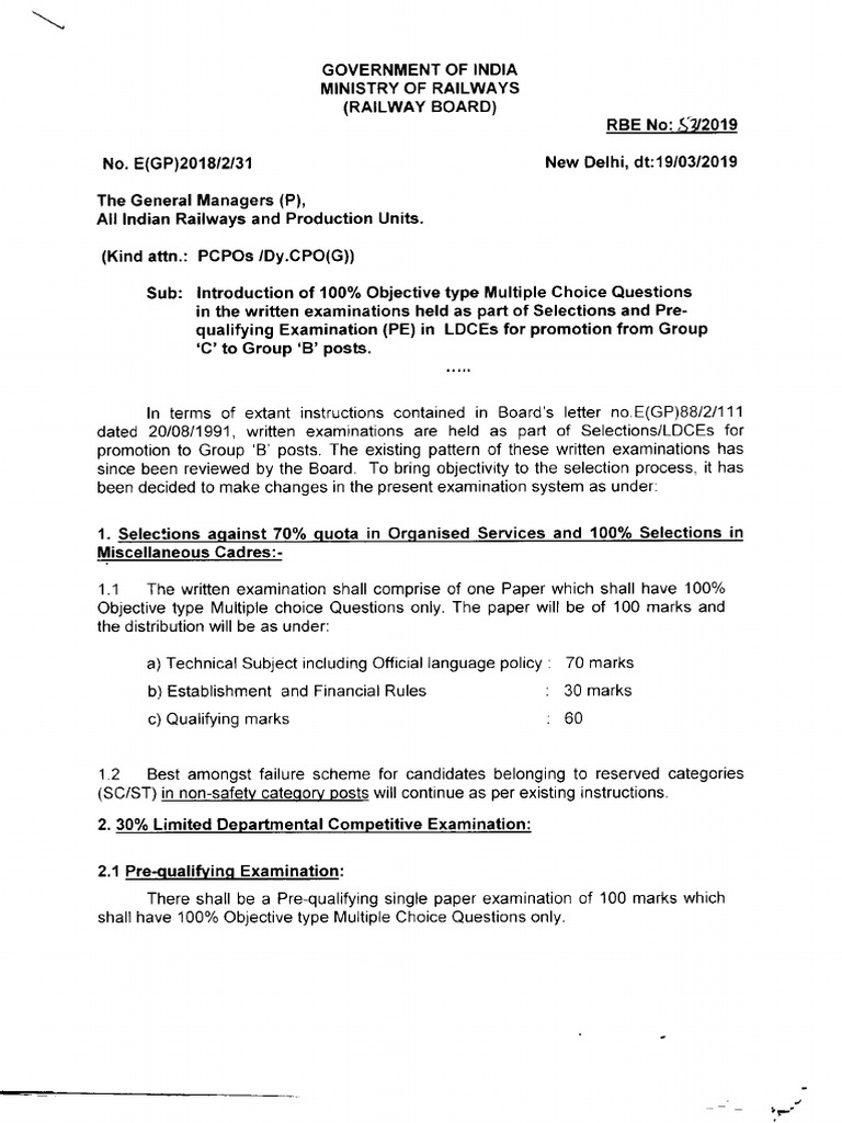 Introduction of 100 Objective Type MCQ For Selection in Promotion From ... Introduction of 100 Objective Type MCQ For Selection in Promotion From ...