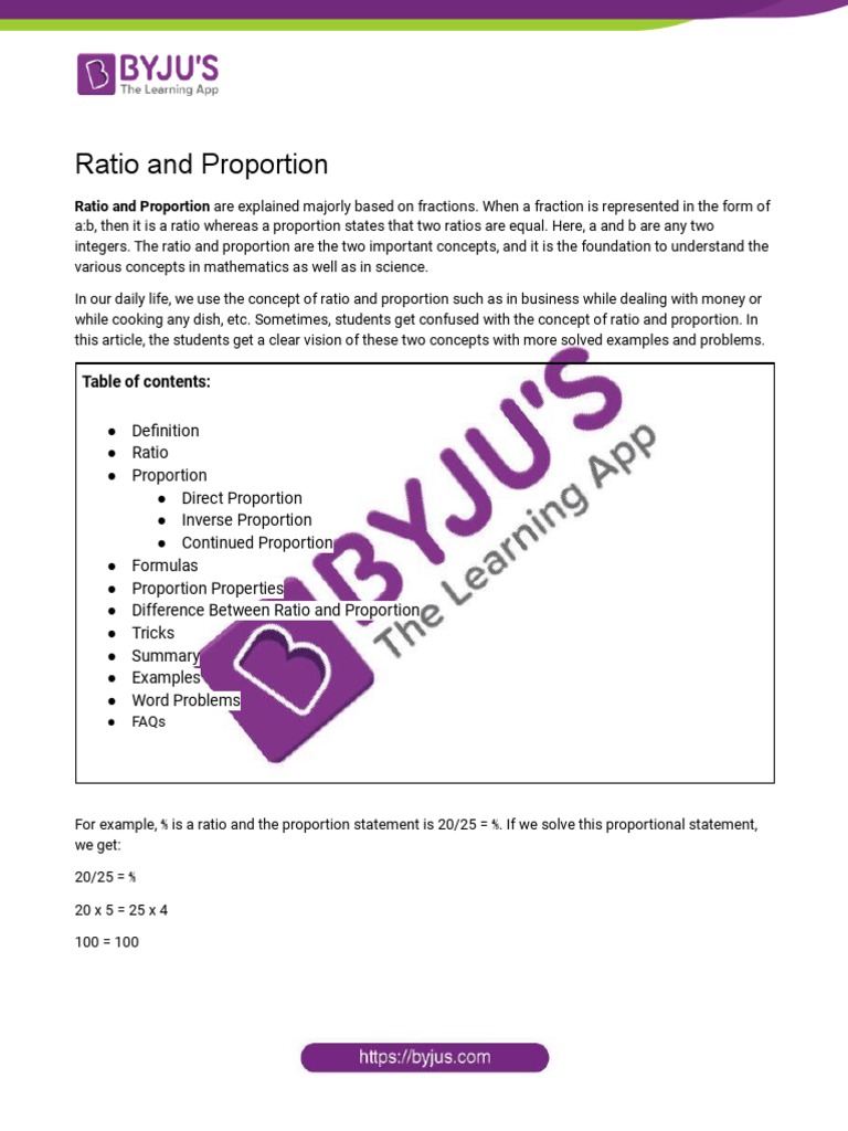 Ratio and Proportion PDF | PDF
