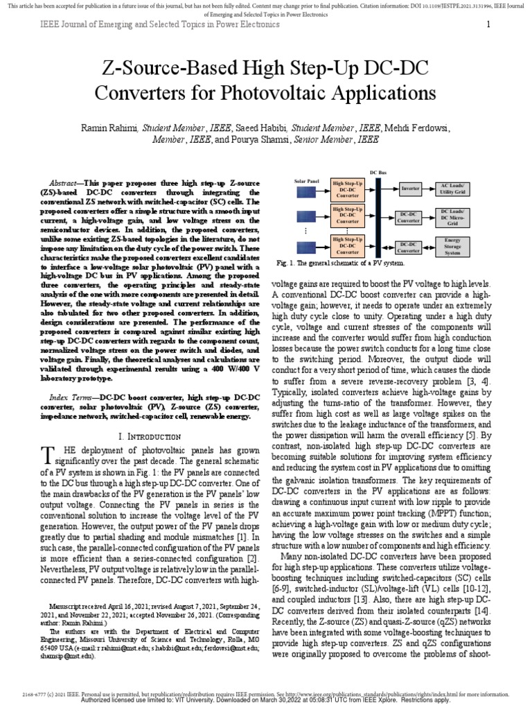 11 2021 13-Z-Source-Based High Step-Up DC-DC Converters For Photovoltaic Applications | PDF ...