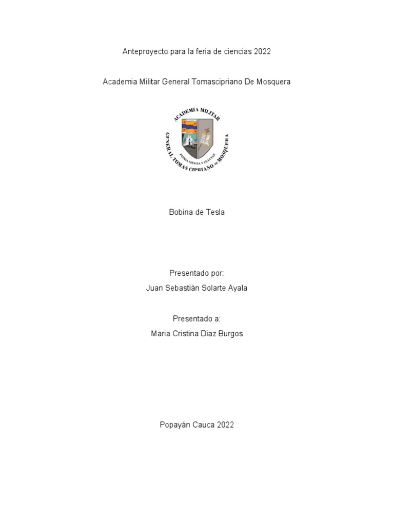 Anteproyecto para La Feria de Ciencias 2022 | PDF Anteproyecto para La Feria de Ciencias 2022 | PDF