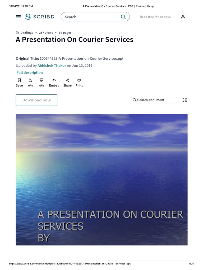 A Presentation On Courier Services - PDF - Courier - Cargo | PDF | Scribd | Courier