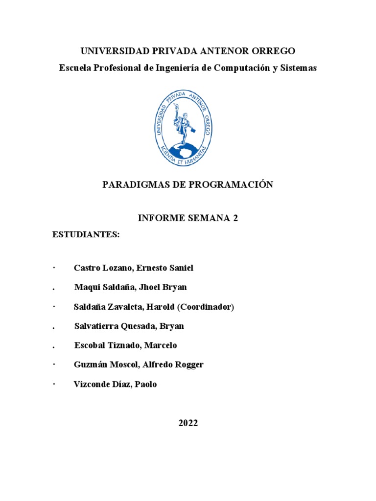 Informe Semana 2-Paradigmas de Programacion | PDF