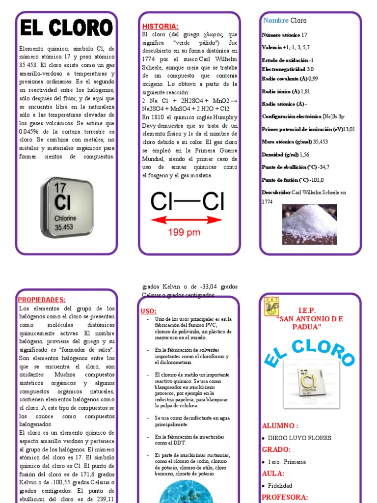 Triptico El Cloro | PDF | Cloro | Compuestos químicos